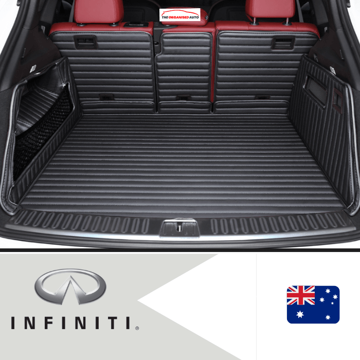 CarLux™ Custom Made Nappa PU Leather Trunk Boot Mats Liner for Infiniti ...